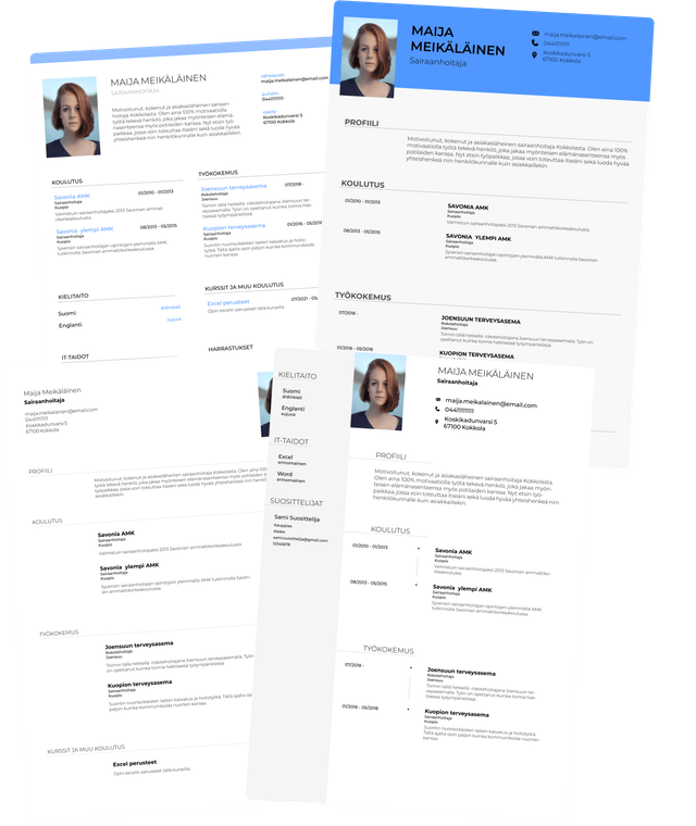 Valitse täydellinen cv pohja - Kokeile ilmaiseksi