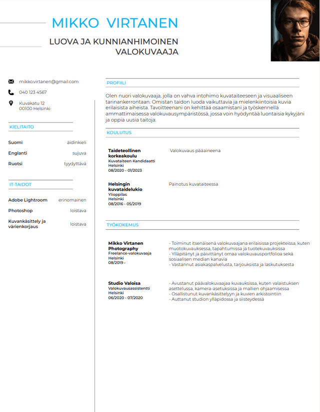 Valitse täydellinen cv pohja - Kokeile ilmaiseksi