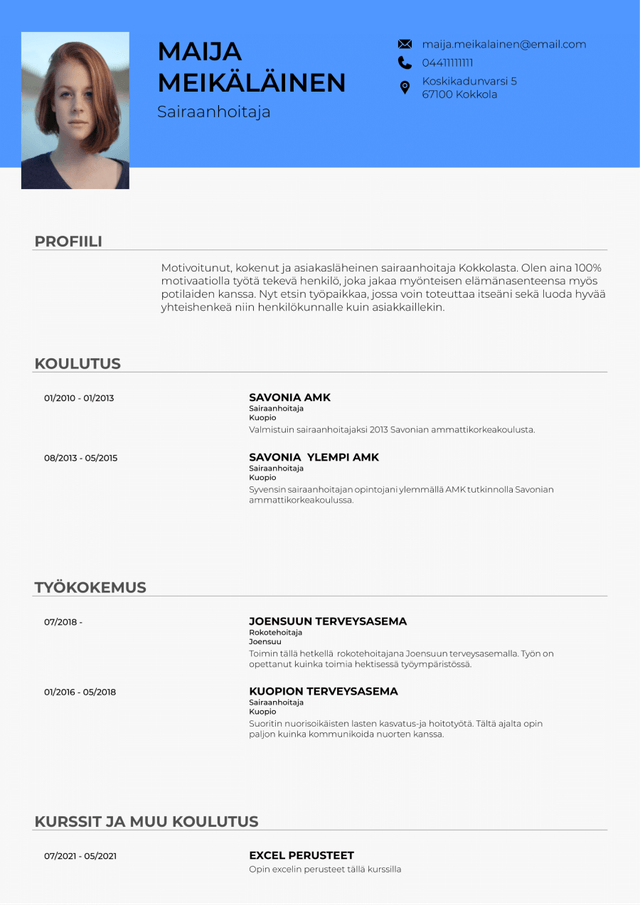 Valitse täydellinen cv pohja - Kokeile ilmaiseksi