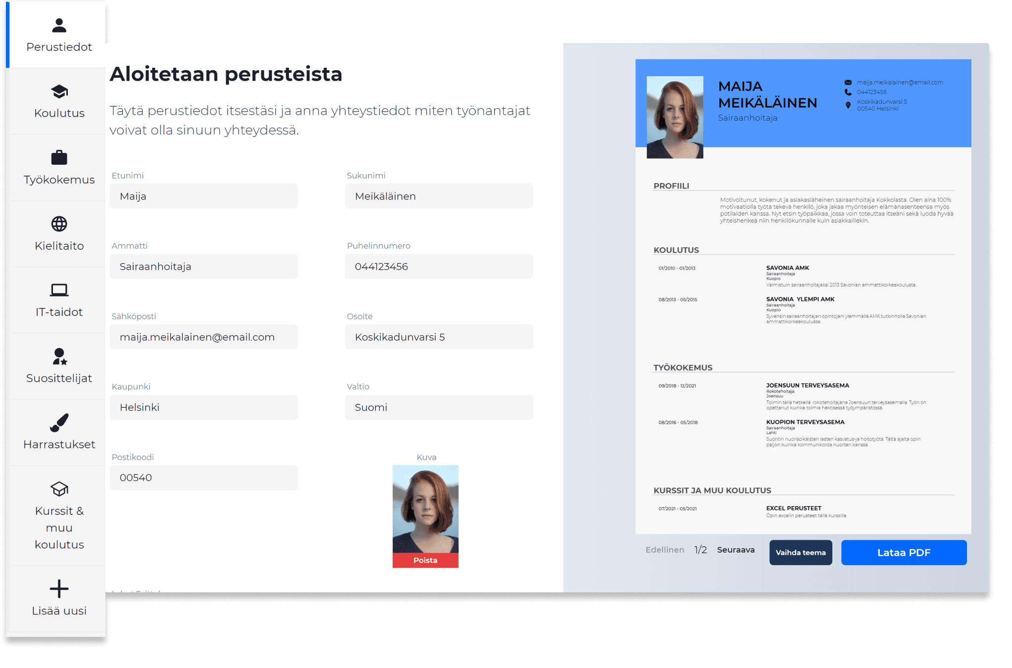 Valitse täydellinen cv pohja - Kokeile ilmaiseksi