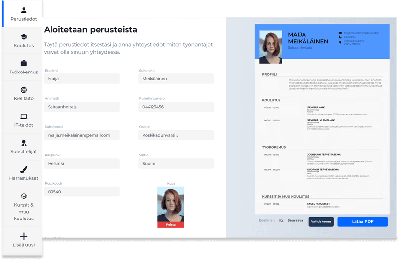 Valitse täydellinen cv pohja - Kokeile ilmaiseksi